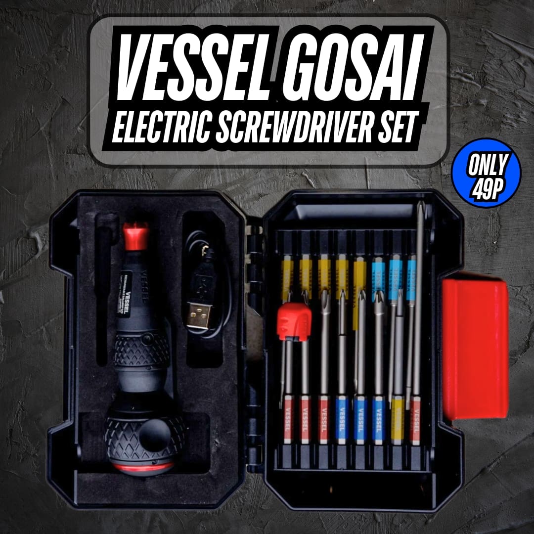 Vessel GOSAI Ball Grip Electric Screwdriver 16 Piece Kit - Ultimate ...